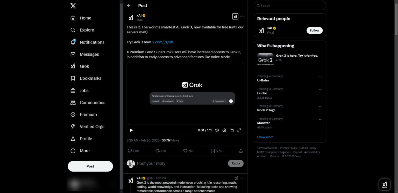 Grok 3 von xAI: DeepSeek & Thinkmode vorübergehend verfügbar - ai-rockstars.de